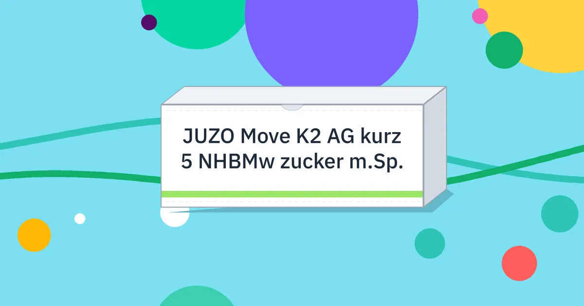 Symbolbild: Packung mit der Aufschrift JUZO Move K2 AG kurz 5 NHBMw zucker m.Sp. (PZN 18527423) – Verfügbarkeit und Bezug in Apotheken in Frankfurt am Main