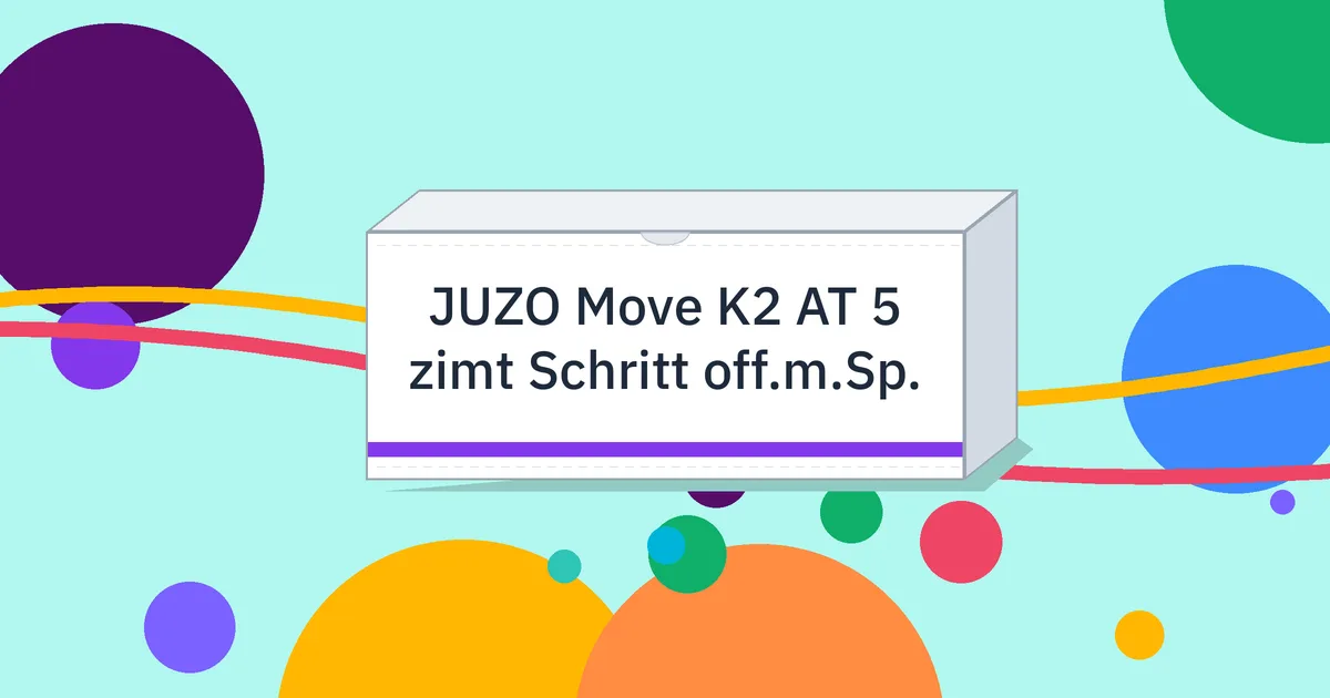 Symbolbild: Packung mit der Aufschrift JUZO Move K2 AT 5 zimt Schritt off.m.Sp. (PZN 20668148) – Verfügbarkeit und Bezug in Apotheken in Frankfurt am Main
