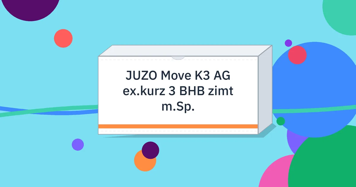 Symbolbild: Packung mit der Aufschrift JUZO Move K3 AG ex.kurz 3 BHB zimt m.Sp. (PZN 18583545) – Verfügbarkeit und Bezug in Apotheken in Frankfurt am Main