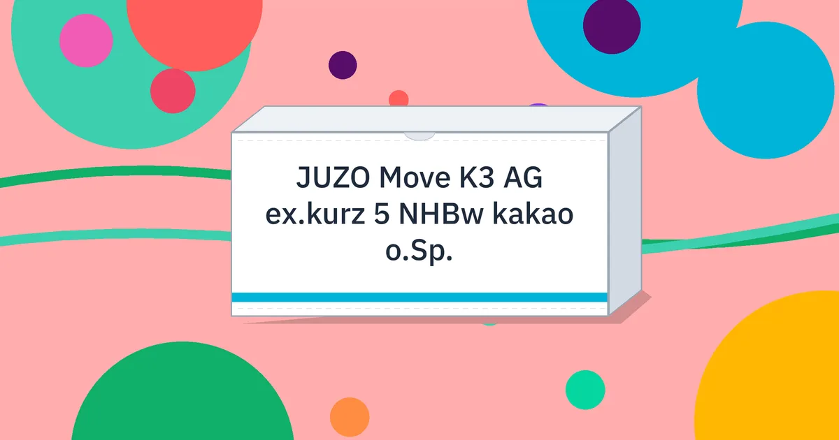 Symbolbild: Packung mit der Aufschrift JUZO Move K3 AG ex.kurz 5 NHBw kakao o.Sp. (PZN 18596418) – Verfügbarkeit und Bezug in Apotheken in Frankfurt am Main