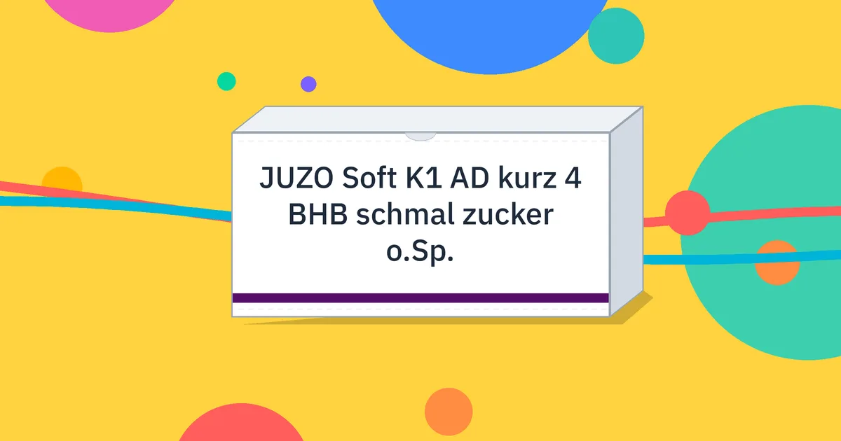 Symbolbild: Packung mit der Aufschrift JUZO Soft K1 AD kurz 4 BHB schmal zucker o.Sp. (PZN 15463444) – Verfügbarkeit und Bezug in Apotheken in Frankfurt am Main