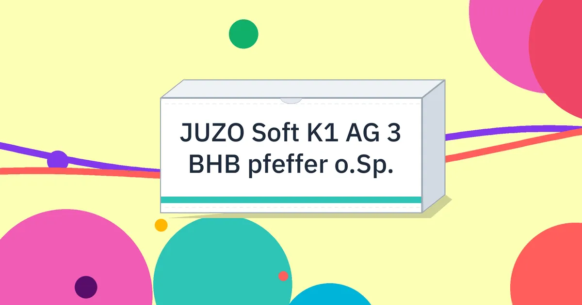 Symbolbild: Packung mit der Aufschrift JUZO Soft K1 AG 3 BHB pfeffer o.Sp. (PZN 14821338) – Verfügbarkeit und Bezug in Apotheken in Frankfurt am Main