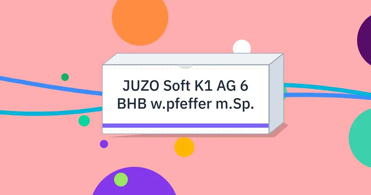Symbolbild: Packung mit der Aufschrift JUZO Soft K1 AG 6 BHB w.pfeffer m.Sp. (PZN 14836630) – Verfügbarkeit und Bezug in Apotheken in Frankfurt am Main