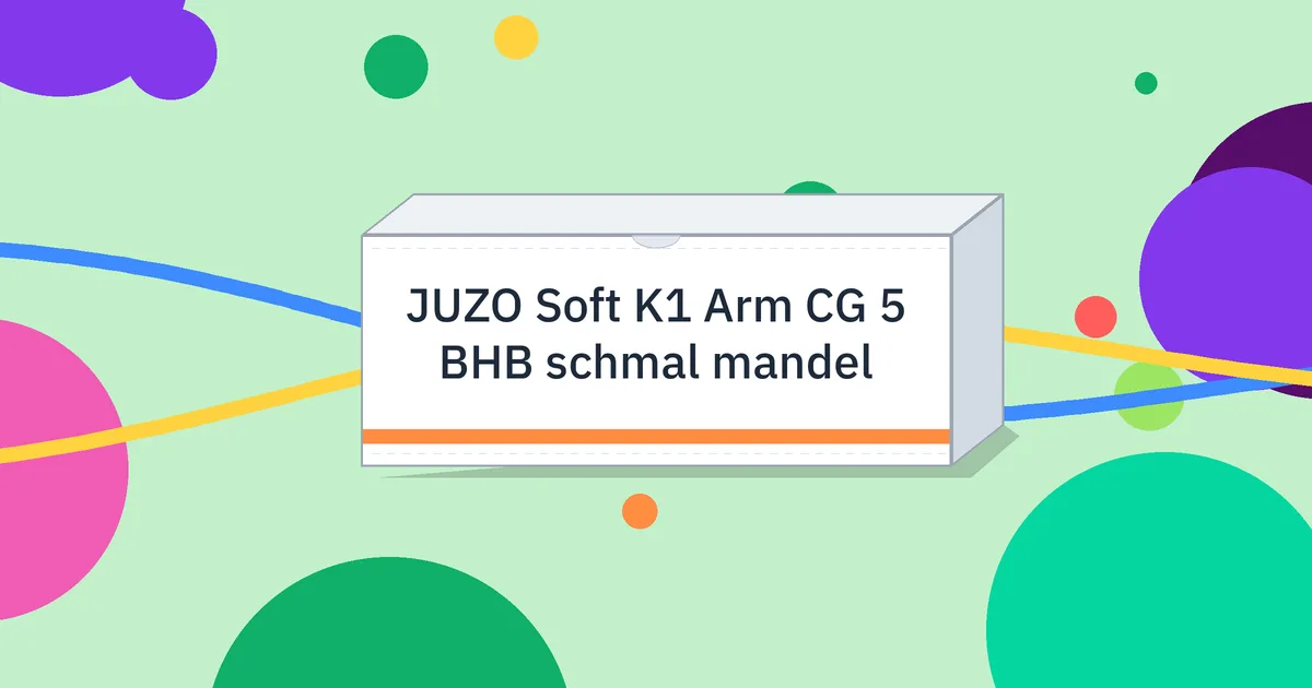 Symbolbild: Packung mit der Aufschrift JUZO Soft K1 Arm CG 5 BHB schmal mandel (PZN 15507905) – Verfügbarkeit und Bezug in Apotheken in Frankfurt am Main