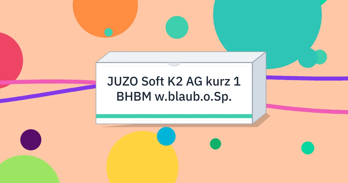 Symbolbild: Packung mit der Aufschrift JUZO Soft K2 AG kurz 1 BHBM w.blaub.o.Sp. (PZN 14869569) – Verfügbarkeit und Bezug in Apotheken in Frankfurt am Main