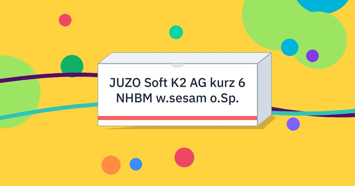 Symbolbild: Packung mit der Aufschrift JUZO Soft K2 AG kurz 6 NHBM w.sesam o.Sp. (PZN 15001933) – Verfügbarkeit und Bezug in Apotheken in Frankfurt am Main