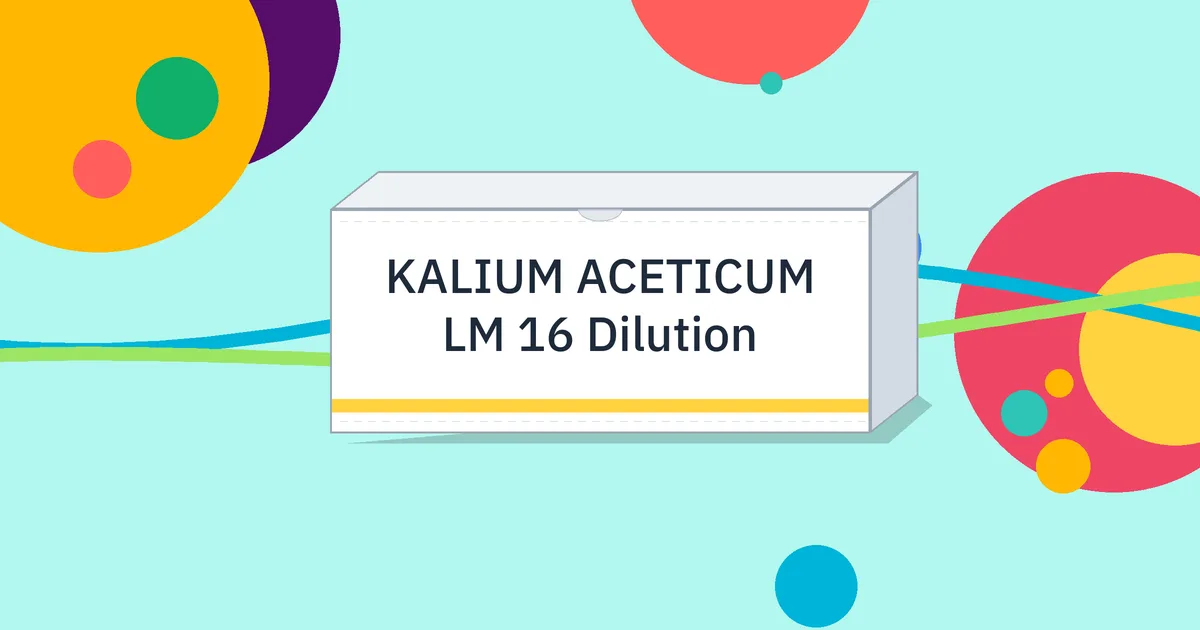 Symbolbild: Packung mit der Aufschrift KALIUM ACETICUM LM 16 Dilution (PZN 12916649) – Verfügbarkeit und Bezug in Apotheken in Frankfurt am Main