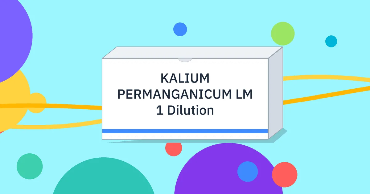 Symbolbild: Packung mit der Aufschrift KALIUM PERMANGANICUM LM 1 Dilution (PZN 12923980) – Verfügbarkeit und Bezug in Apotheken in Frankfurt am Main