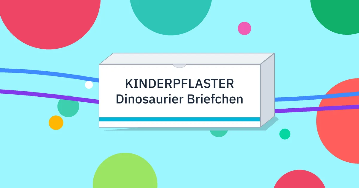 Symbolbild: Packung mit der Aufschrift KINDERPFLASTER Dinosaurier Briefchen (PZN 19405515) – Verfügbarkeit und Bezug in Apotheken in Frankfurt am Main