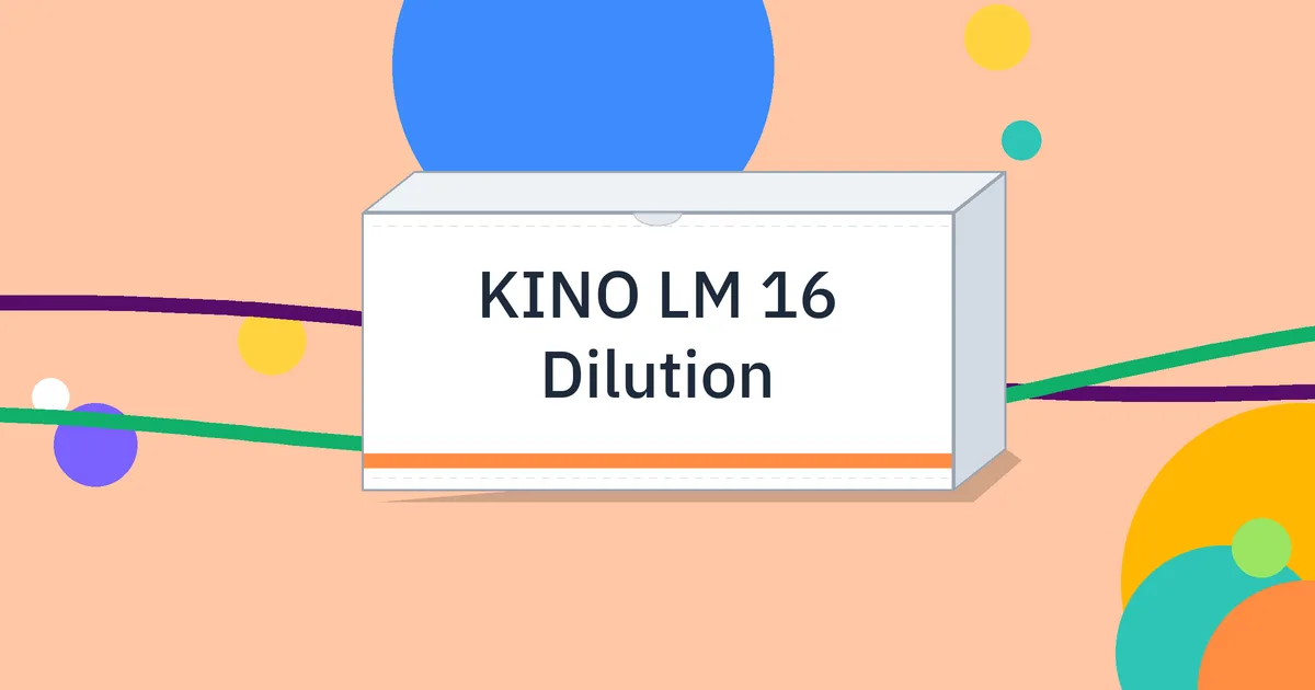 Symbolbild: Packung mit der Aufschrift KINO LM 16 Dilution (PZN 13518543) – Verfügbarkeit und Bezug in Apotheken in Frankfurt am Main