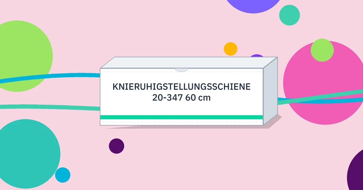 Symbolbild: Packung mit der Aufschrift KNIERUHIGSTELLUNGSSCHIENE 20-347 60 cm (PZN 10167540) – Verfügbarkeit und Bezug in Apotheken in Frankfurt am Main