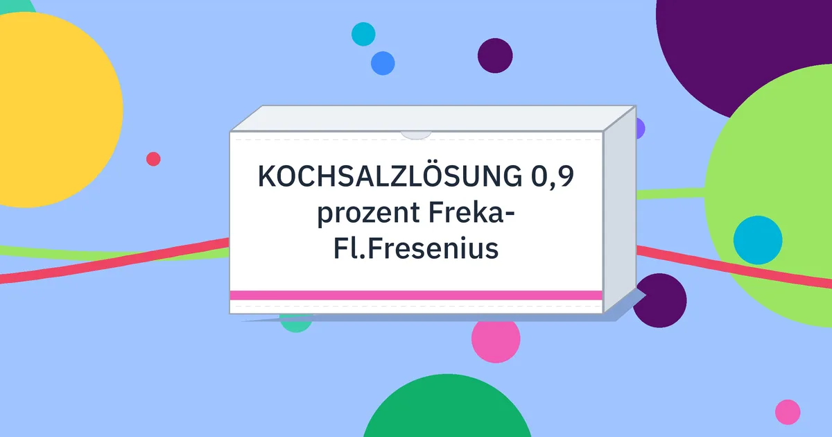 Symbolbild: Packung mit der Aufschrift KOCHSALZLÖSUNG 0,9 prozent Freka-Fl.Fresenius (PZN 06178437) – Verfügbarkeit und Bezug in Apotheken in Frankfurt am Main