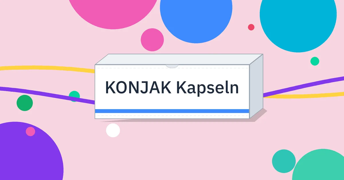 Symbolbild: Packung mit der Aufschrift KONJAK Kapseln (PZN 10405270) – Verfügbarkeit und Bezug in Apotheken in Frankfurt am Main
