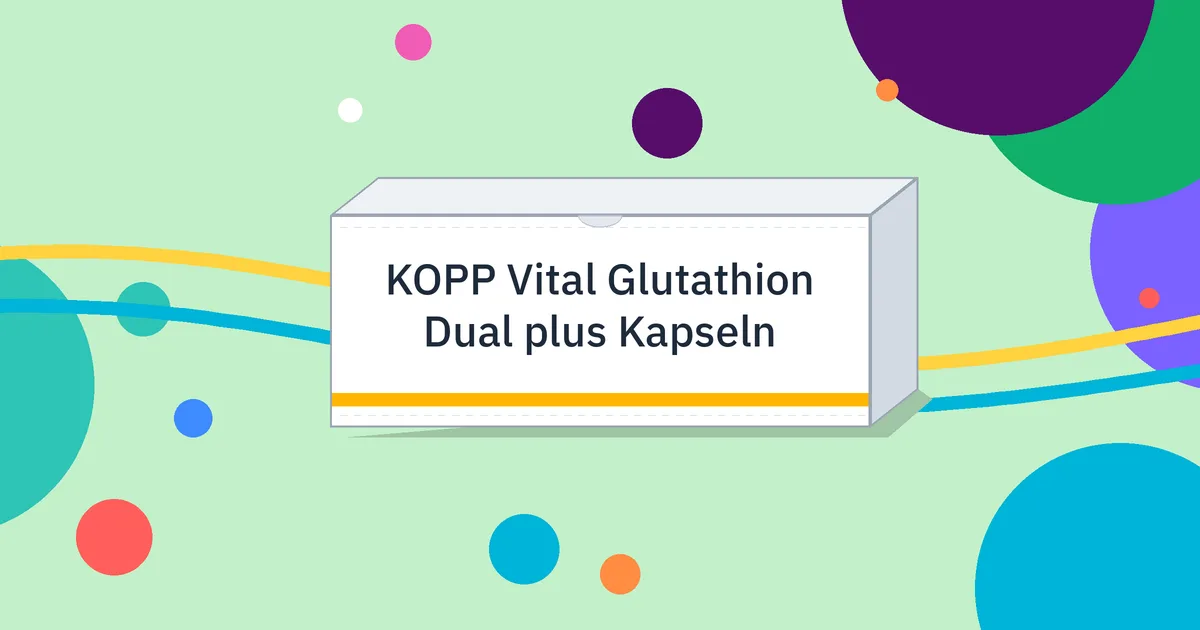 Symbolbild: Packung mit der Aufschrift KOPP Vital Glutathion Dual plus Kapseln (PZN 18810975) – Verfügbarkeit und Bezug in Apotheken in Frankfurt am Main