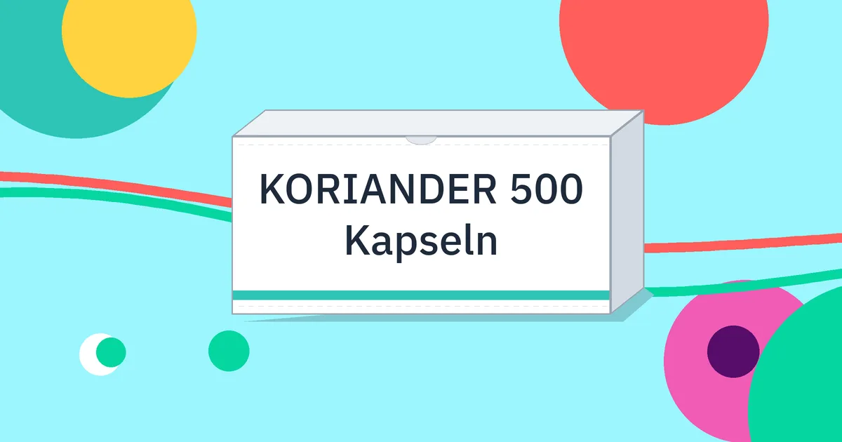 Symbolbild: Packung mit der Aufschrift KORIANDER 500 Kapseln (PZN 07749327) – Verfügbarkeit und Bezug in Apotheken in Frankfurt am Main