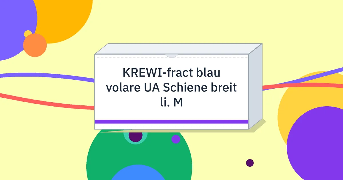 Symbolbild: Packung mit der Aufschrift KREWI-fract blau volare UA Schiene breit li. M (PZN 17300002) – Verfügbarkeit und Bezug in Apotheken in Frankfurt am Main