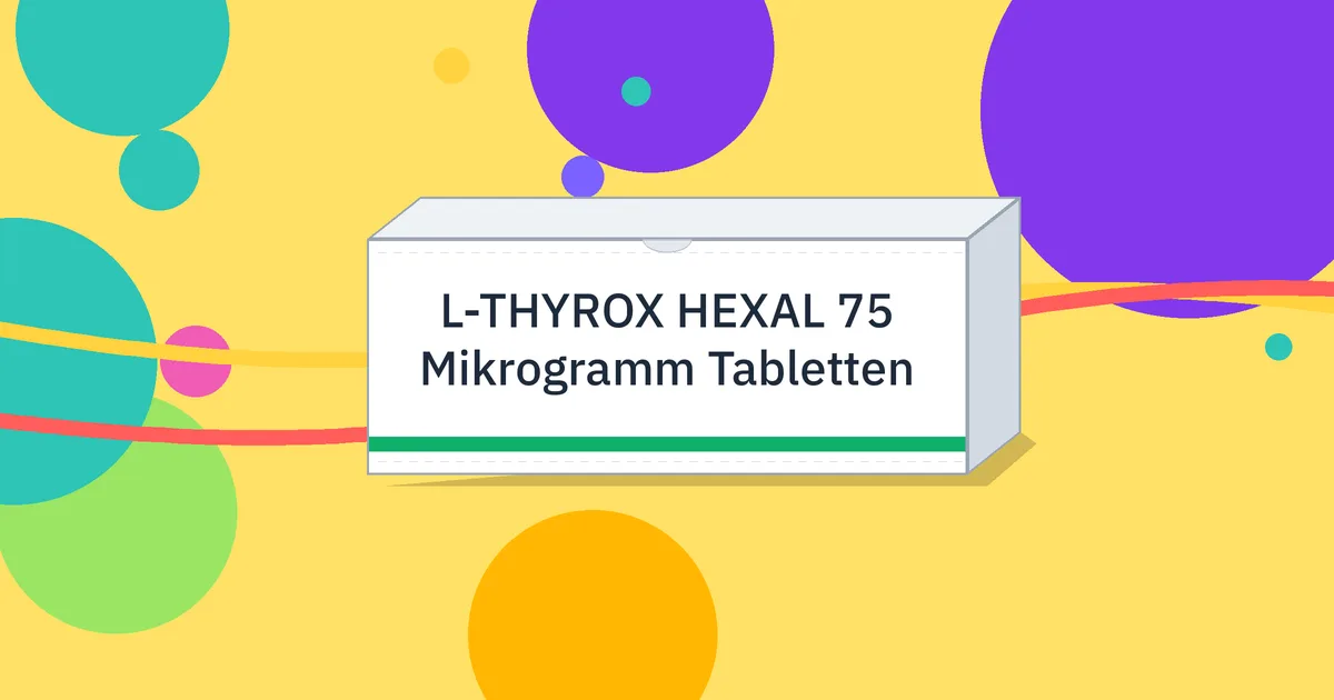 Symbolbild: Packung mit der Aufschrift L-THYROX HEXAL 75 Mikrogramm Tabletten (PZN 00811715) – Verfügbarkeit und Bezug in Apotheken in Frankfurt am Main