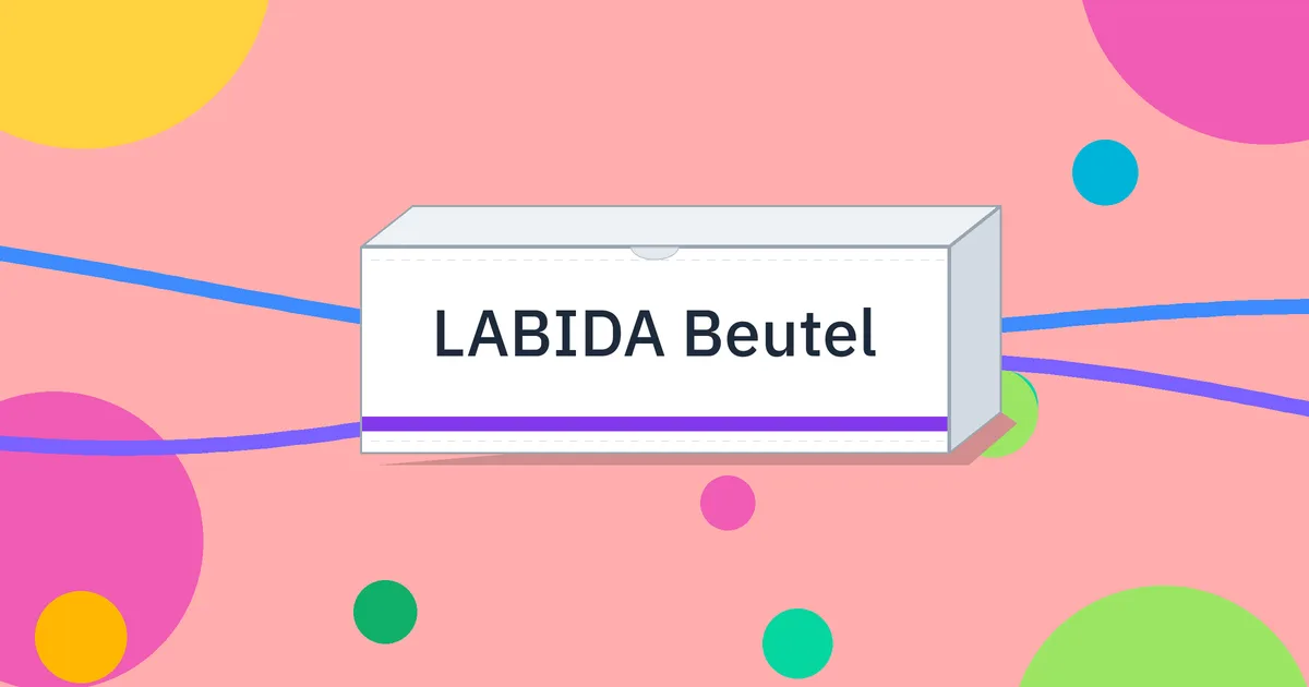 Symbolbild: Packung mit der Aufschrift LABIDA Beutel (PZN 07503431) – Verfügbarkeit und Bezug in Apotheken in Frankfurt am Main