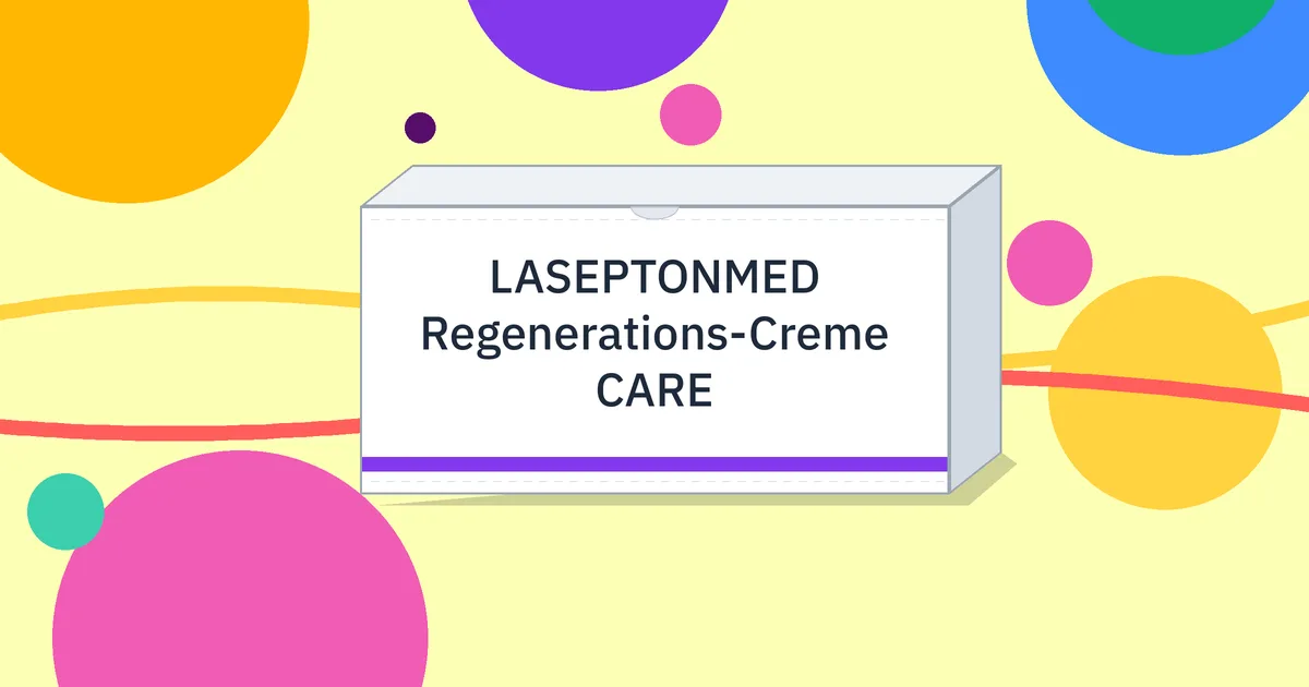 Symbolbild: Packung mit der Aufschrift LASEPTONMED Regenerations-Creme CARE (PZN 11005006) – Verfügbarkeit und Bezug in Apotheken in Frankfurt am Main