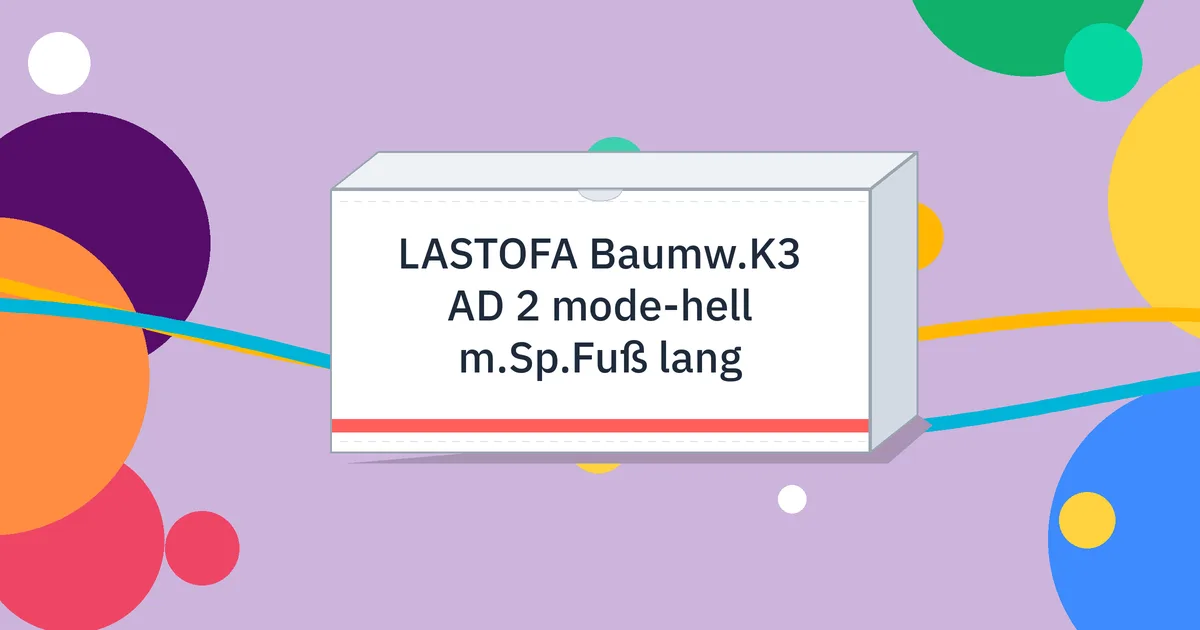Symbolbild: Packung mit der Aufschrift LASTOFA Baumw.K3 AD 2 mode-hell m.Sp.Fuß lang (PZN 01952263) – Verfügbarkeit und Bezug in Apotheken in Frankfurt am Main