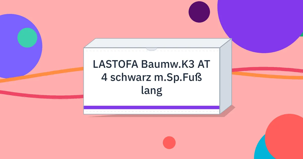 Symbolbild: Packung mit der Aufschrift LASTOFA Baumw.K3 AT 4 schwarz m.Sp.Fuß lang (PZN 01957651) – Verfügbarkeit und Bezug in Apotheken in Frankfurt am Main