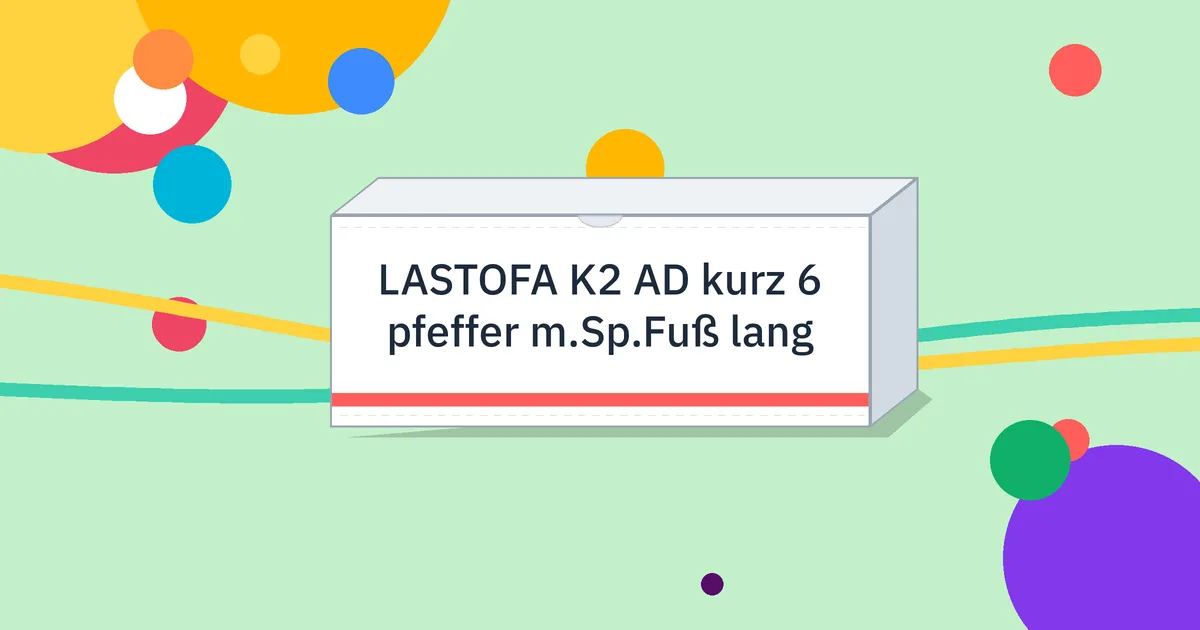 Symbolbild: Packung mit der Aufschrift LASTOFA K2 AD kurz 6 pfeffer m.Sp.Fuß lang (PZN 13801552) – Verfügbarkeit und Bezug in Apotheken in Frankfurt am Main