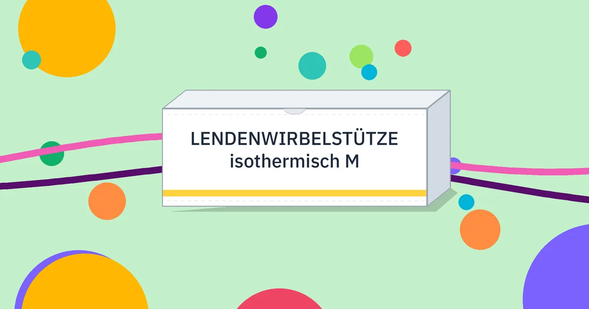 Symbolbild: Packung mit der Aufschrift LENDENWIRBELSTÜTZE isothermisch M (PZN 19071132) – Verfügbarkeit und Bezug in Apotheken in Frankfurt am Main