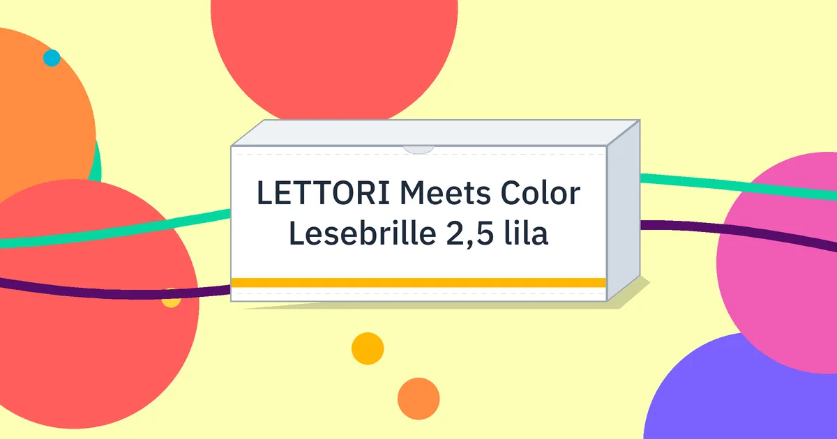 Symbolbild: Packung mit der Aufschrift LETTORI Meets Color Lesebrille 2,5 lila (PZN 11057316) – Verfügbarkeit und Bezug in Apotheken in Frankfurt am Main