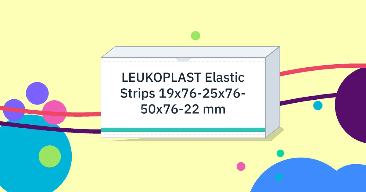 Symbolbild: Packung mit der Aufschrift LEUKOPLAST Elastic Strips 19x76-25x76-50x76-22 mm (PZN 14219848) – Verfügbarkeit und Bezug in Apotheken in Frankfurt am Main