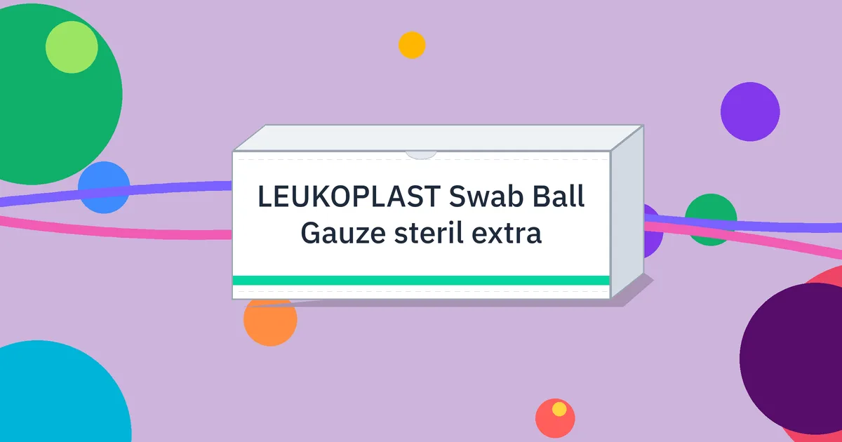 Symbolbild: Packung mit der Aufschrift LEUKOPLAST Swab Ball Gauze steril extra (PZN 17208360) – Verfügbarkeit und Bezug in Apotheken in Frankfurt am Main