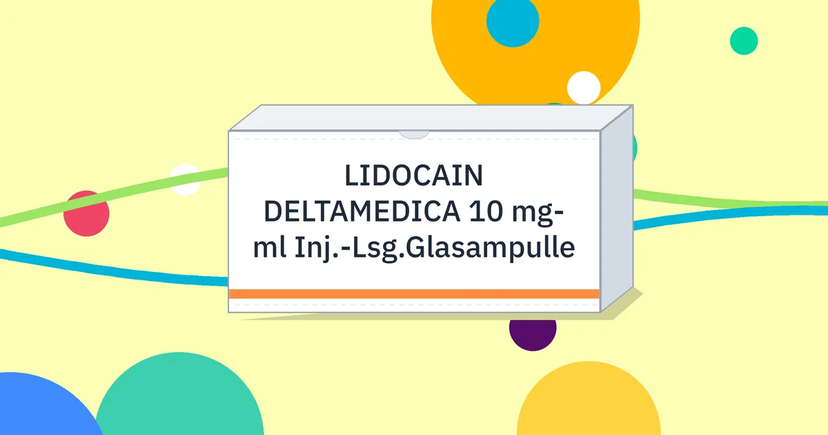 Symbolbild: Packung mit der Aufschrift LIDOCAIN DELTAMEDICA 10 mg-ml Inj.-Lsg.Glasampulle (PZN 09220275) – Verfügbarkeit und Bezug in Apotheken in Frankfurt am Main
