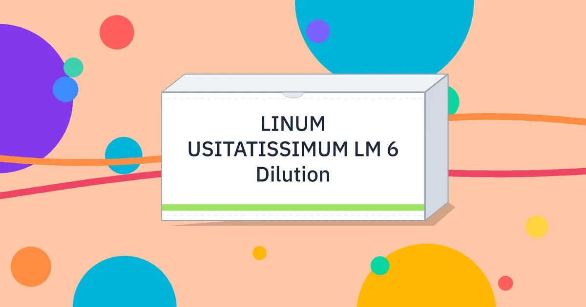 Symbolbild: Packung mit der Aufschrift LINUM USITATISSIMUM LM 6 Dilution (PZN 13530509) – Verfügbarkeit und Bezug in Apotheken in Frankfurt am Main