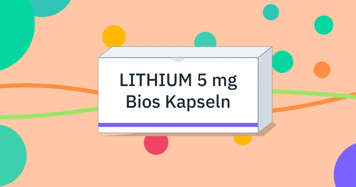 Symbolbild: Packung mit der Aufschrift LITHIUM 5 mg Bios Kapseln (PZN 20172424) – Verfügbarkeit und Bezug in Apotheken in Frankfurt am Main