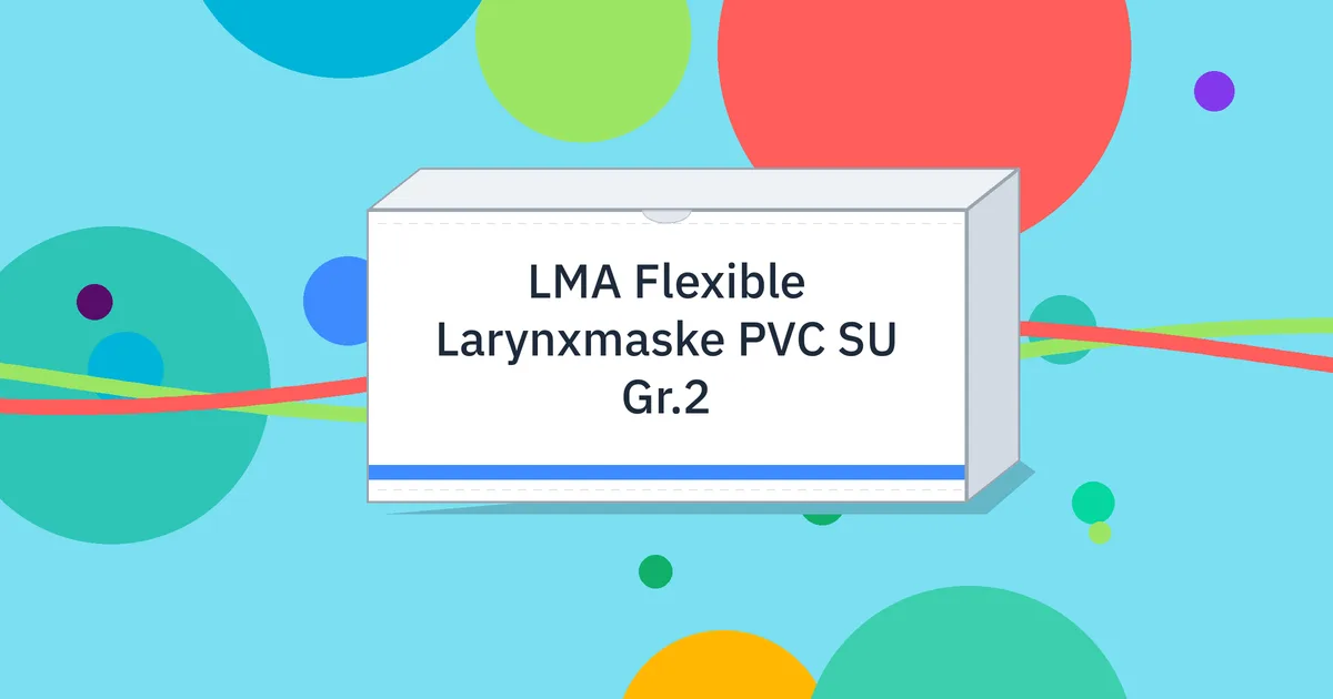 Symbolbild: Packung mit der Aufschrift LMA Flexible Larynxmaske PVC SU Gr.2 (PZN 10848955) – Verfügbarkeit und Bezug in Apotheken in Frankfurt am Main