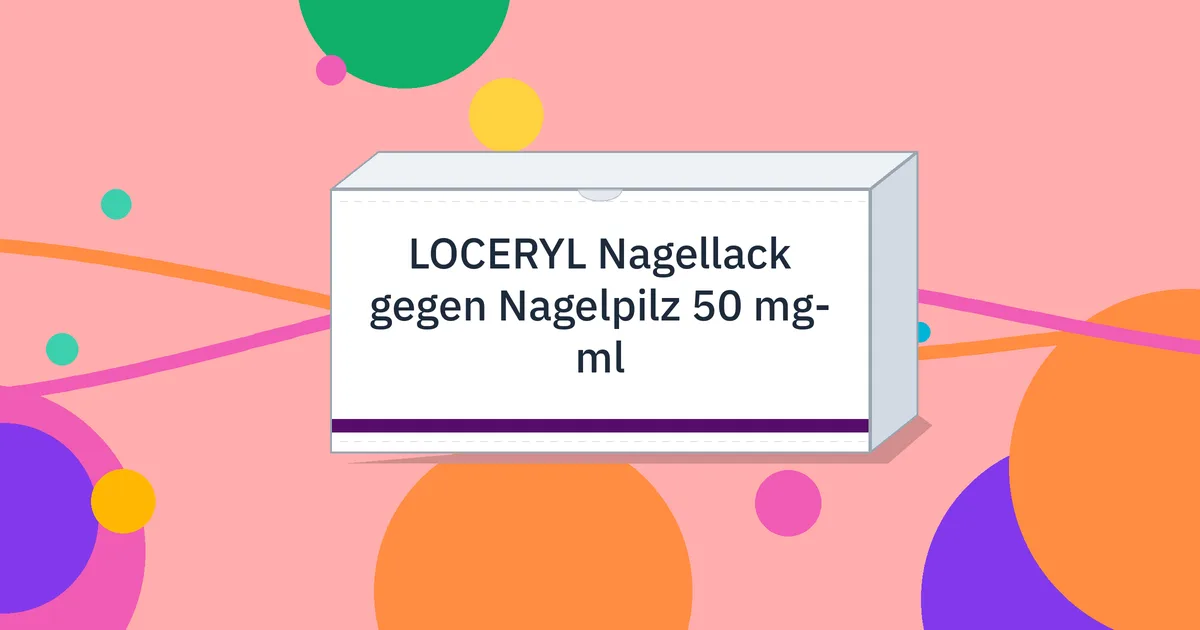 Symbolbild: Packung mit der Aufschrift LOCERYL Nagellack gegen Nagelpilz 50 mg-ml (PZN 15637045) – Verfügbarkeit und Bezug in Apotheken in Frankfurt am Main