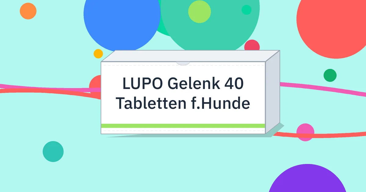 Symbolbild: Packung mit der Aufschrift LUPO Gelenk 40 Tabletten f.Hunde (PZN 19252023) – Verfügbarkeit und Bezug in Apotheken in Frankfurt am Main