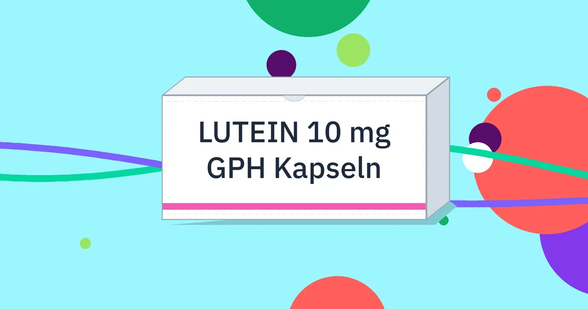 Symbolbild: Packung mit der Aufschrift LUTEIN 10 mg GPH Kapseln (PZN 06075163) – Verfügbarkeit und Bezug in Apotheken in Frankfurt am Main