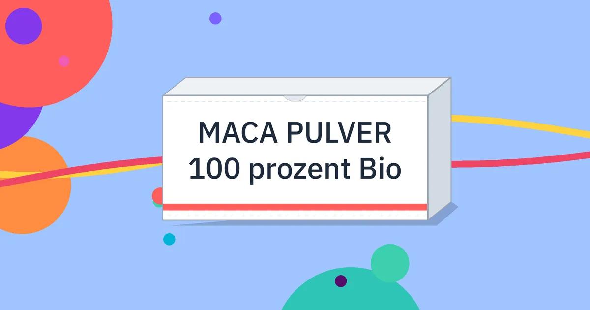 Symbolbild: Packung mit der Aufschrift MACA PULVER 100 prozent Bio (PZN 10811722) – Verfügbarkeit und Bezug in Apotheken in Frankfurt am Main