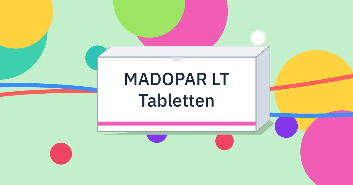 Symbolbild: Packung mit der Aufschrift MADOPAR LT Tabletten (PZN 02535113) – Verfügbarkeit und Bezug in Apotheken in Frankfurt am Main