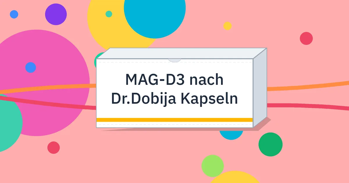 Symbolbild: Packung mit der Aufschrift MAG-D3 nach Dr.Dobija Kapseln (PZN 19521026) – Verfügbarkeit und Bezug in Apotheken in Frankfurt am Main