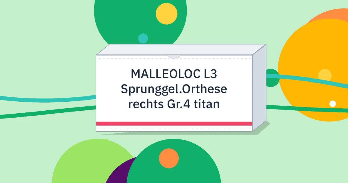 Symbolbild: Packung mit der Aufschrift MALLEOLOC L3 Sprunggel.Orthese rechts Gr.4 titan (PZN 14002296) – Verfügbarkeit und Bezug in Apotheken in Frankfurt am Main