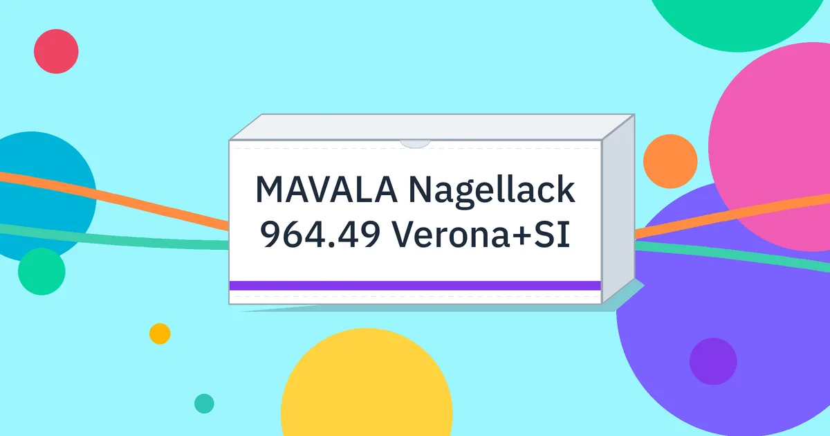 Symbolbild: Packung mit der Aufschrift MAVALA Nagellack 964.49 Verona+SI (PZN 18502096) – Verfügbarkeit und Bezug in Apotheken in Frankfurt am Main
