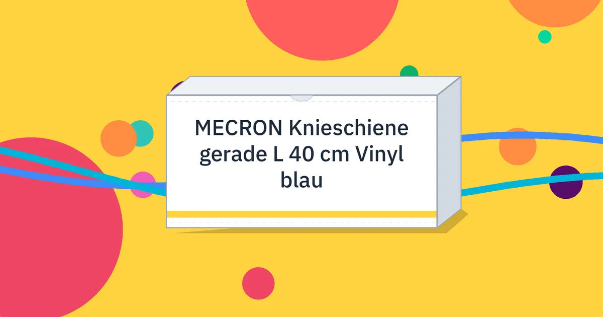Symbolbild: Packung mit der Aufschrift MECRON Knieschiene gerade L 40 cm Vinyl blau (PZN 02904817) – Verfügbarkeit und Bezug in Apotheken in Frankfurt am Main