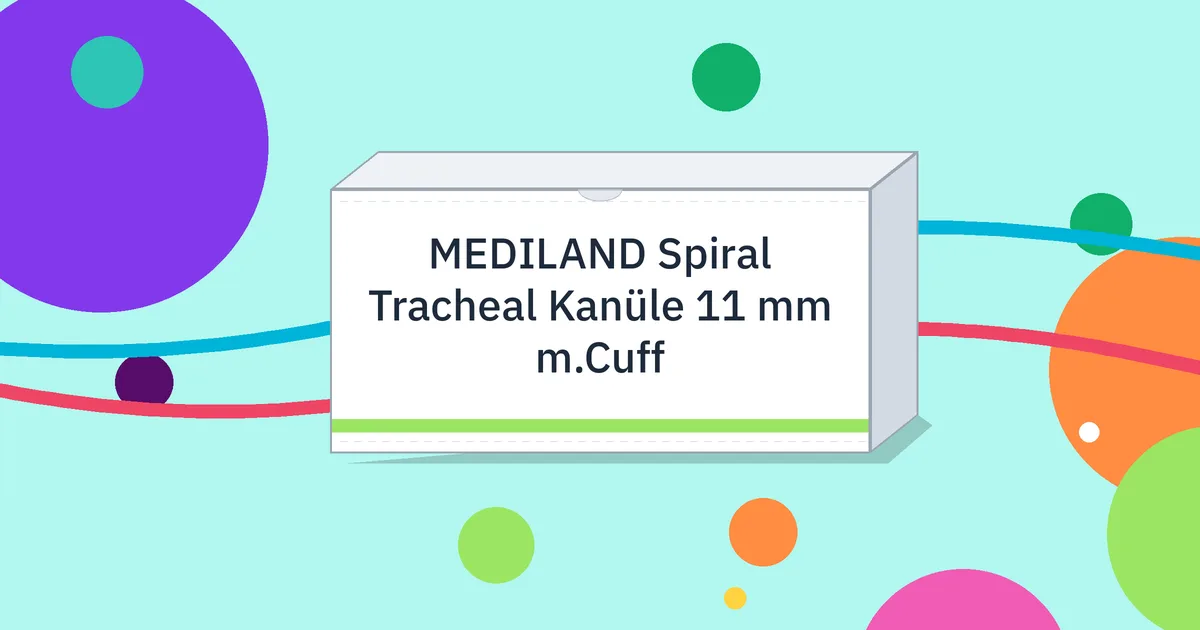 Symbolbild: Packung mit der Aufschrift MEDILAND Spiral Tracheal Kanüle 11 mm m.Cuff (PZN 05987318) – Verfügbarkeit und Bezug in Apotheken in Frankfurt am Main