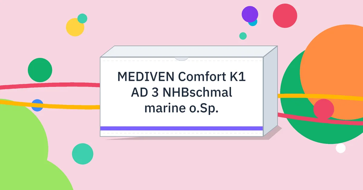 Symbolbild: Packung mit der Aufschrift MEDIVEN Comfort K1 AD 3 NHBschmal marine o.Sp. (PZN 14562144) – Verfügbarkeit und Bezug in Apotheken in Frankfurt am Main