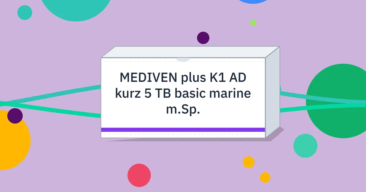 Symbolbild: Packung mit der Aufschrift MEDIVEN plus K1 AD kurz 5 TB basic marine m.Sp. (PZN 15044871) – Verfügbarkeit und Bezug in Apotheken in Frankfurt am Main