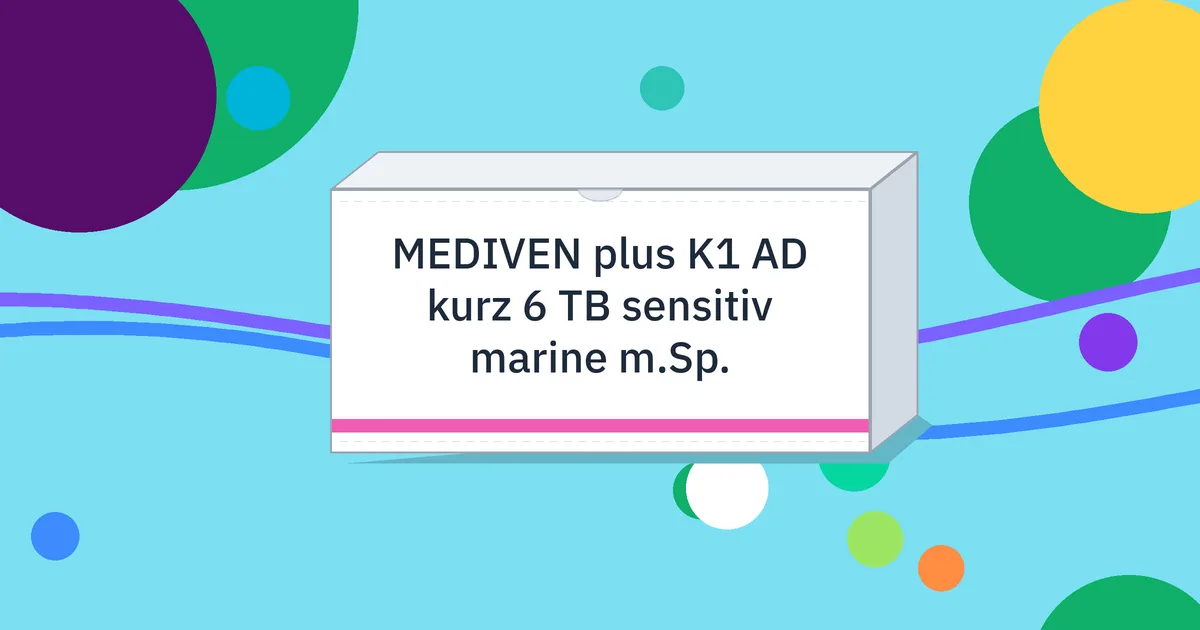 Symbolbild: Packung mit der Aufschrift MEDIVEN plus K1 AD kurz 6 TB sensitiv marine m.Sp. (PZN 15052830) – Verfügbarkeit und Bezug in Apotheken in Frankfurt am Main