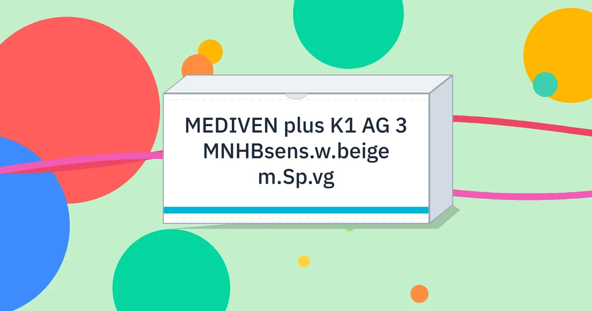 Symbolbild: Packung mit der Aufschrift MEDIVEN plus K1 AG 3 MNHBsens.w.beige m.Sp.vg (PZN 16072757) – Verfügbarkeit und Bezug in Apotheken in Frankfurt am Main