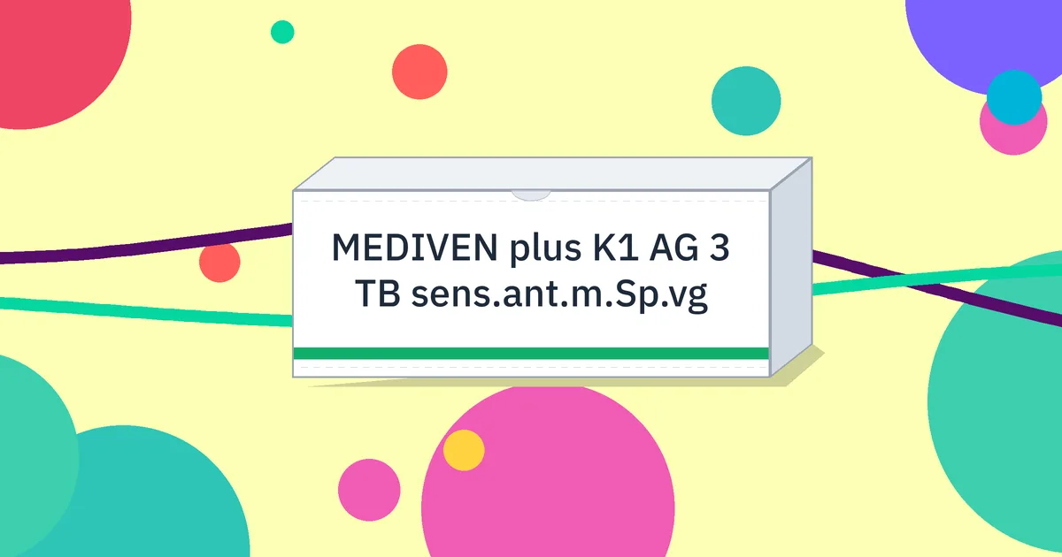 Symbolbild: Packung mit der Aufschrift MEDIVEN plus K1 AG 3 TB sens.ant.m.Sp.vg (PZN 15063609) – Verfügbarkeit und Bezug in Apotheken in Frankfurt am Main