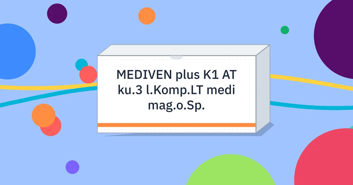 Symbolbild: Packung mit der Aufschrift MEDIVEN plus K1 AT ku.3 l.Komp.LT medi mag.o.Sp. (PZN 15029446) – Verfügbarkeit und Bezug in Apotheken in Frankfurt am Main